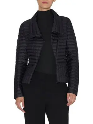 Soia & Kyo Recycled Nylon Asymmetrical Puffer Jacket - Black