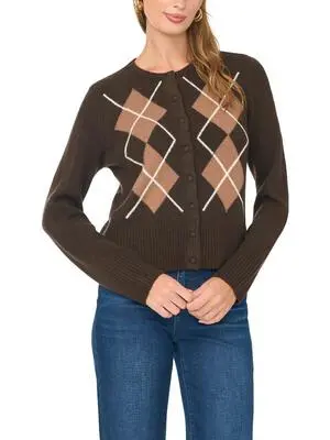 Vince Camuto Argyle Cardigan - Chocolate