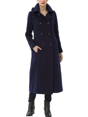 KIMI + KAI Laila Hooded Wool Coat - Navy