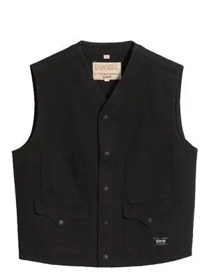 SCHOTT Cotton Canvas Utility Vest - Black