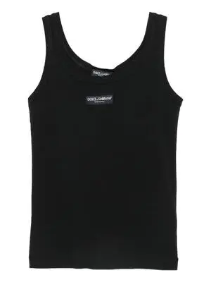 DOLCE & GABBANA DOLCE & GABBANA Ribbed Cotton Tank Top With Embroidered Logo