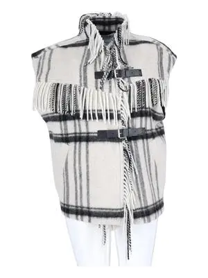 MARANT ETOILE Multicolor Plaid Fringe Vest - Multicolour