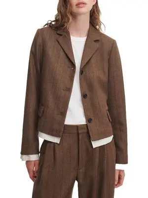 Rag & Bone Lawrence Pinstripe Wool Blend Cropped Blazer - Tamst