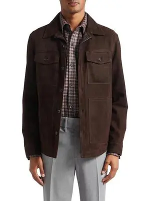 Isaia Suede Overshirt - Brown