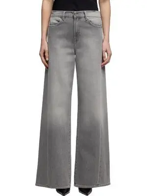7 For All Mankind Lotta Tailorless High Waist Wide Leg Jeans - Metal