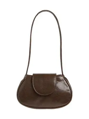 FOR THE AGES Ineva Faux Leather Lizard Embossed Baguette Bag - Brown