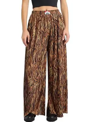 DRESSED IN LALA Pleated Wide Leg Animal Print Pants - Tiger