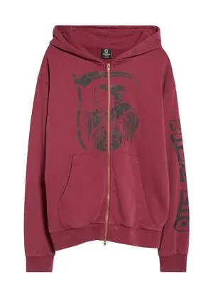 OVERTIME Graphic Zip Hoodie - Red
