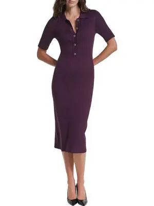 KARL LAGERFELD PARIS Ribbed Midi Sweater Dress With Button Details