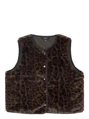 Echo Animal Print Faux Fur Vest - Deep Olive