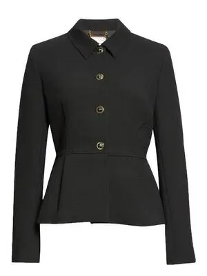 St. John Palais Stretch Suiting Peplum Jacket - Black