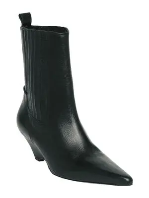 Cinq À Sept Parker Leather Chelsea Wedge Boots - Black