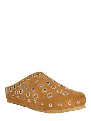 AZALEA WANG Marsha Grommet Faux Leather Flat Mule - Tan
