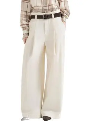 Brunello Cucinelli Baggy Trousers With Monili - Panama