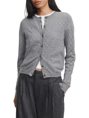 Rag & Bone Archie Embellished Cotton & Cashmere Cardigan - Heather Grey