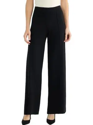 TAHARI ASL Wide Leg Sweater Knit Pants - Black