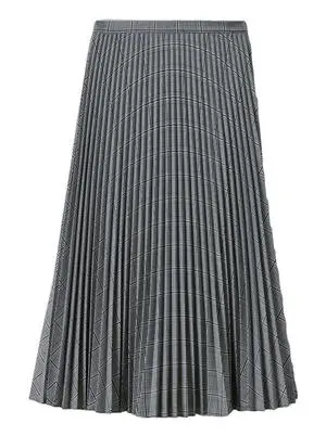 Whistles Check Pleated Midi Skirt - Grey/multi