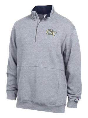 Champion Georgia Tech Yellow Jackets Fleece Quarter-zip Pullover - Heather Gray