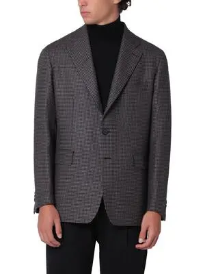 Tagliatore Single-breasted Jacket In Houndstooth Wool - Black