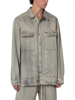 Rick Owens Wide-leg Trousers In Mineral Washed Denim - Grey