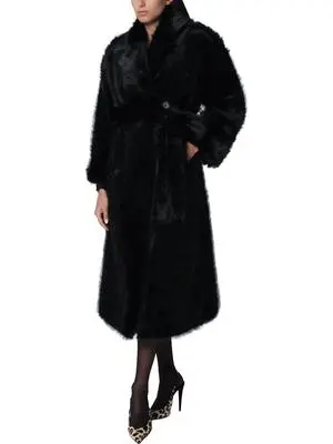 BB COUTURE Jackie Black Double-breasted Coat With Belt Black