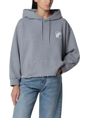 MAISON MARGIELA Mélange Cotton Hoodie With Graphic Print - Grey