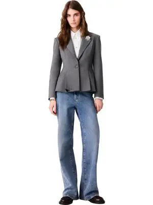Maje Short Bar-style Suit Jacket - Grey
