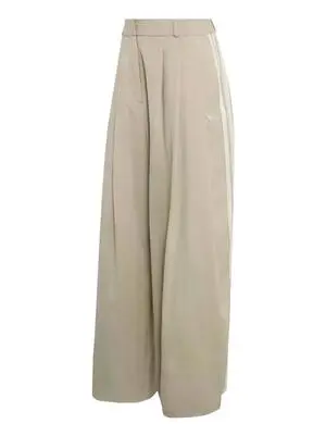 Adidas Pleated Side-stripe Wide-leg Trousers - Neutrals