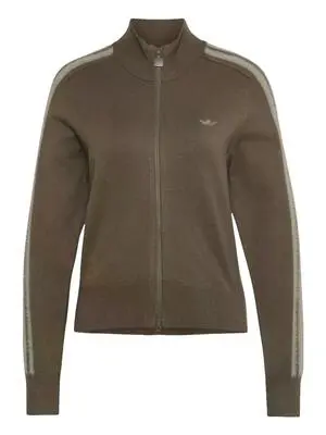 Adidas Fleece-stripe Knit Cardigan - Brown