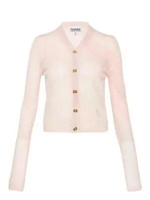 GANNI Pointelle-knit Cardigan - Pink