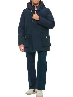 Woolrich Hooded Button-up Coat - Blue