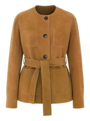 Max Mara Belted Suede Jacket - Brown