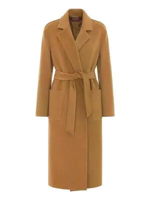 Max Mara Max Mara Belted Virgin Wool Coat Brown
