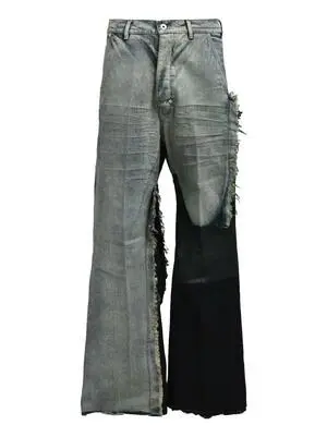 Rick Owens Joris Patchwork Frayed Wide-leg Trousers - Blue
