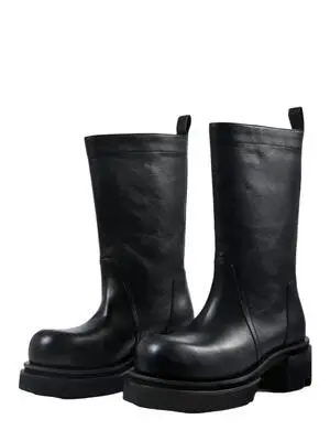 Rick Owens Bogun Leather Biker Boots - Black