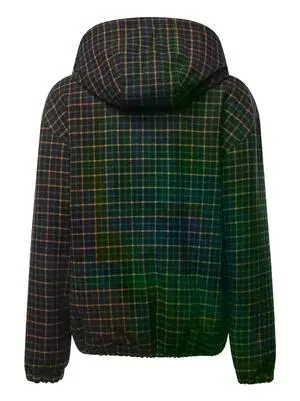 Miu Miu Miu Miu Checked Hooded Jacket Blue