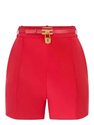 Elisabetta Franchi Belted Crêpe Shorts - Red