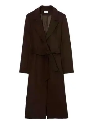 Claudie Pierlot Long Belted Wool Coat - Brown