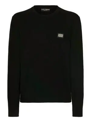 Dolce & Gabbana Dolce & Gabbana Wool Round-Neck Sweater With Branded Tag Black