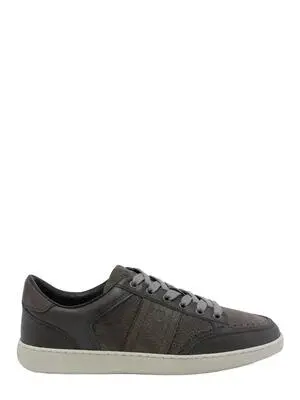 FERRAGAMO Gancini Grained-leather Sneakers Brown