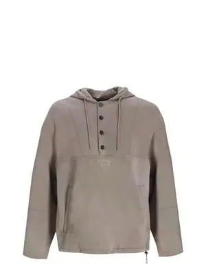 Emporio Armani Button-placket Hoodie Neutrals