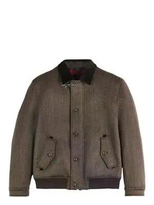 FAY Corduroy-collar Lobster-clasp Bomber Jacket - Brown