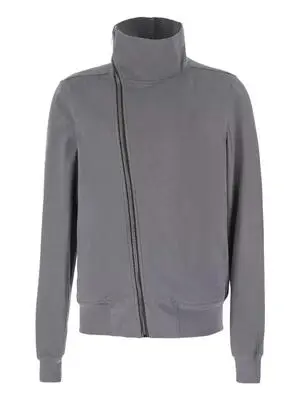 Rick Owens Tower Bauhaus Asymmetric-zip High-neck Sweatshirt - Grey