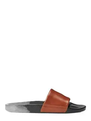 Polo Ralph Lauren Logo-embossed Leather Slides - Brown