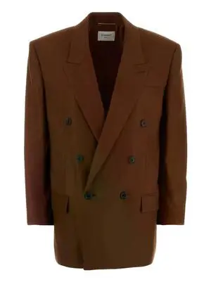 Saint Laurent Double-breasted Peak-lapels Jacket - Brown