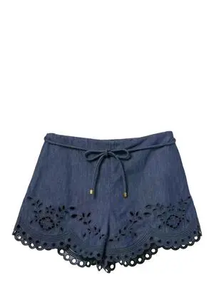 Zimmermann ZIMMERMANN Mahon Broderie Anglaise Denim Shorts Blue