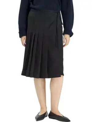 Barena Venezia Telma Pleated Wrap Midi Skirt - Black