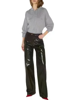 Elisabetta Franchi Loose Jeans With Laminated Effect - Brown