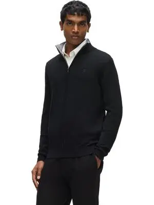Karl Lagerfeld Wool Zip-up High Neck Cardigan - Black