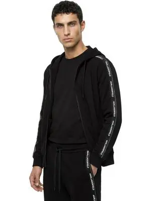 Karl Lagerfeld Logo Loungewear Zip-up Hoodie - Black